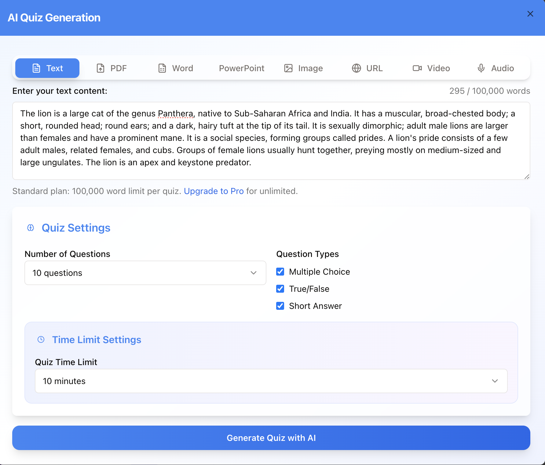 QuizCreate AI